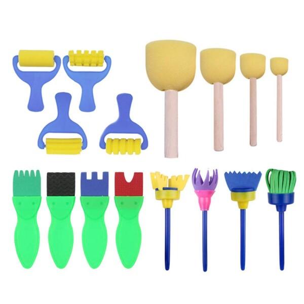 Kingsie スポンジ 絵の具 16本セット 子供 ペイントローラー スポンジブラシ ペイントブラシ 画材セット 絵画ツール おもちゃ 知育玩具 幼稚園商品コード：55077477942カラー：黄色、緑色、青色、赤色、ピンク色メイン素材:...