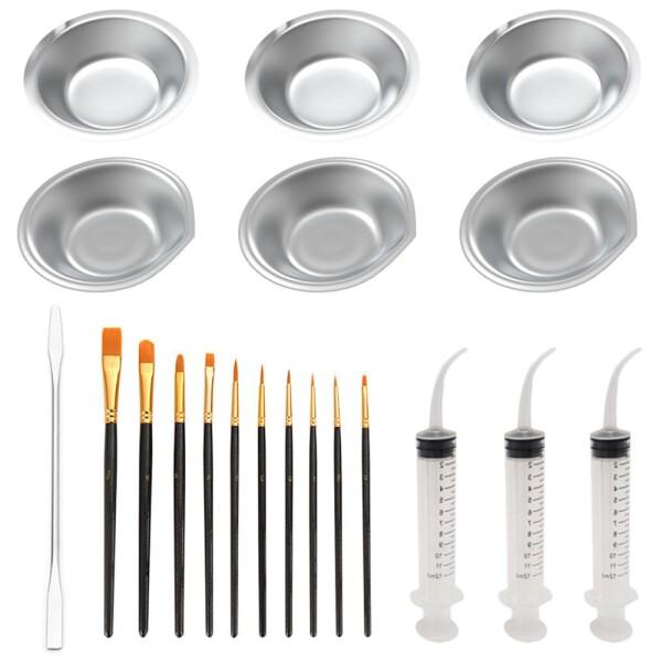 SANJAOYEE プラモデル 塗装セット ステンレス 塗装筆 10本+塗料皿 6枚+スポイト 3個+調色スティック 1本 付き トーニングニードルチューブ ホビー用塗装用具 模型初心者セット商品コード：55077477952型番：SANJ...