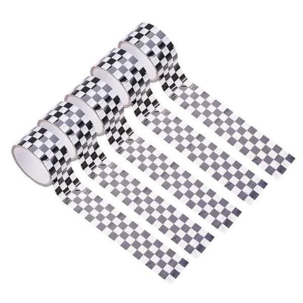 WANDIC 白黒 チェッカーフラッグテープ, 5のロール チェッカーボードテープ DIYの工芸品について, パーティーの装飾商品コード：55077479822型番：WHQ-7F0115-01-JP9カラー：白黒パッケージに含まれるもの -...