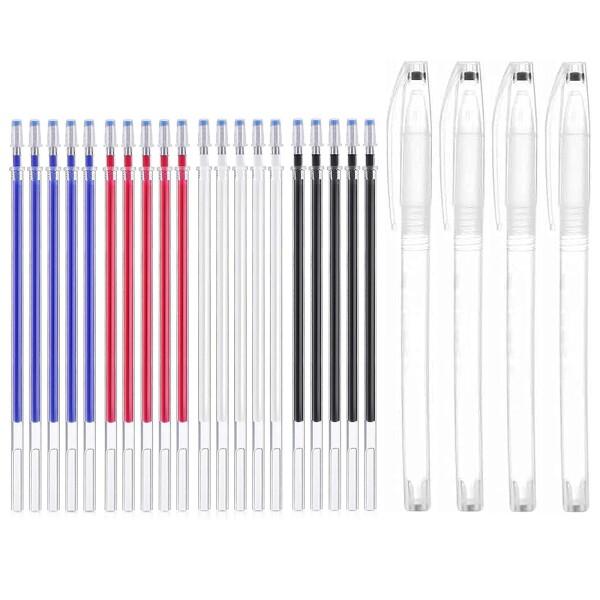 LIANHATA チャコペン 24本セット 4色 熱で消える 刺繍 裁縫用印付けツール アイロンで消える DIY 手芸 標識 裁縫道具 印付けツール (20枚入り消えるペン+ 替芯 ペン軸4枚付き)商品コード：55077479941型番：3...