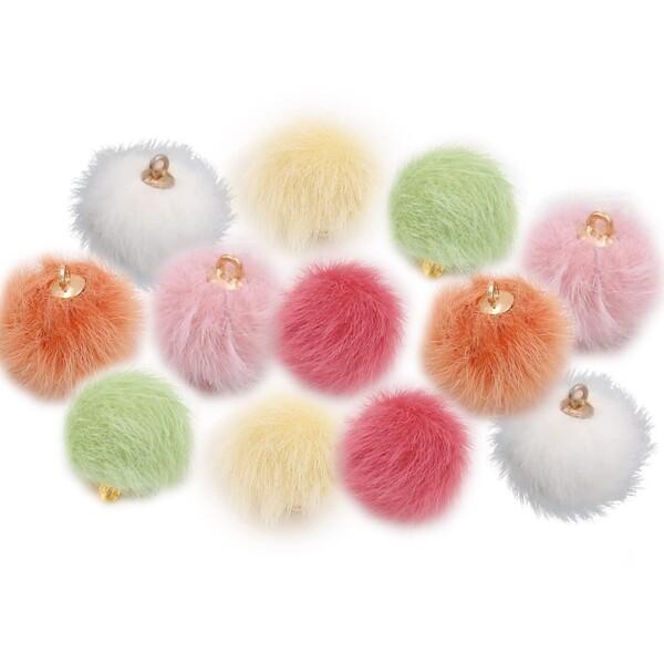 ファーボール 6色36個セット カン付き 15mm ポンポン チャーム ペンダント ふわふわ アクセサリーパーツ DIY 手芸材料 ピアスパーツ商品コード：55077480261型番：FAWER45サイズ：15 mmカラー：白、ピンク、オレ...