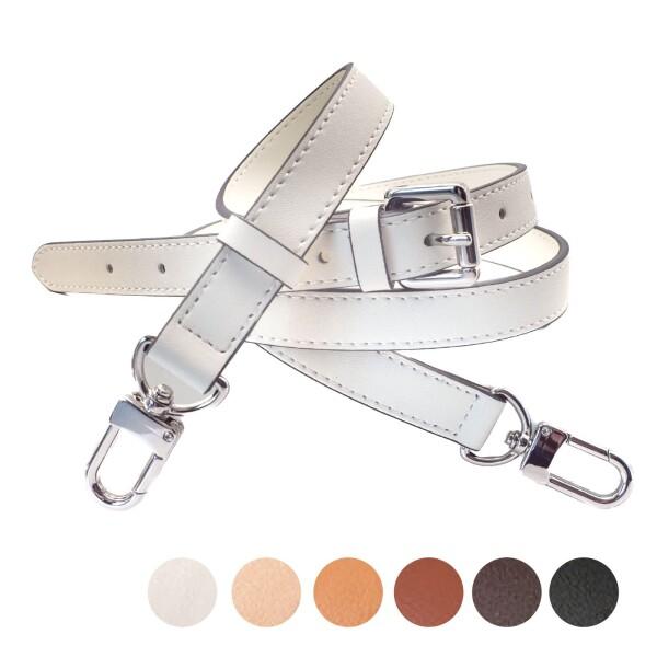 (masamilk) 本革ショルダーベルト バッグ用ストラップ 牛革製 細め 幅1.8cm 交換用 単品 (ホワイト×シルバー)商品コード：55077480479サイズ：1.8cm x 108cm - 130cmカラー：ホワイト/シルバーベ...
