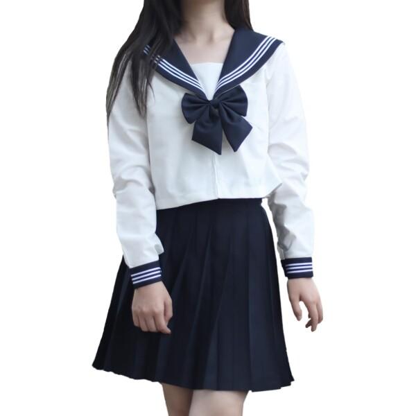 (FAVORABLE SCENERY) セーラー服 レディース 長袖 シャツ スカート 上下セット 前開き コスプレ JK 制服 コスチューム 白 ネイビー 高校生商品コード：55077480499サイズ：XLカラー：ホワイト豊富な3点セッ...