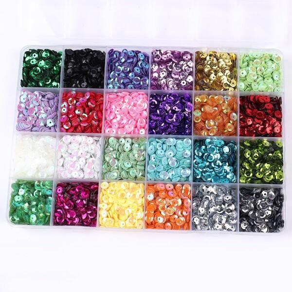 YAARUJEE スパンコール パーツ DIY 亀甲 5mm 24色 穴付き キラキラ 手芸用 DIY縫製材料 衣装 手作り プラスチック製 クラフト用品 ハンドメイド 装飾用 アクセサリーパーツ商品コード：55077481885型番：YA...