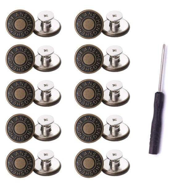 YINKE ジーンズ 調整ボタン 10個セット ジーンズボタン ジーンズにぴったり ピン 金属ジーンズ 簡単取付け DIY 手作り 延長と縮小可能 専用ドライバー付き (銅色)商品コード：55077482606型番：01サイズ：直径 17 ...