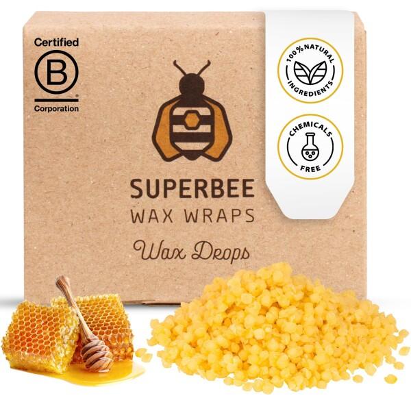 SuperBee ビーズワックスドロップ ラップ用 ? ツリーレジン&amp;ココナッツオイル入りDIYキット 最大12個の蜜蝋ラップを作る 100gパックで簡単に溶かして広げることができます 自家製食品カバーに最適商品コード：550774...