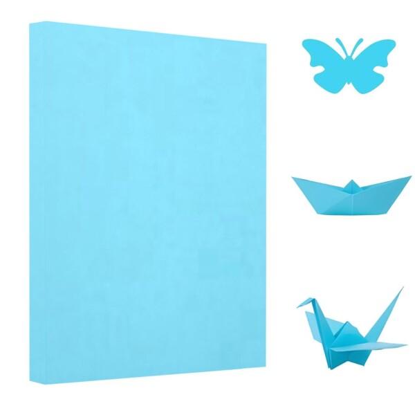 折り紙 おりがみ 単色 薄い青色 A4 大きいサイズ 100枚入り 無地 両面同色 折紙 DIY 手芸用 ペーパーアート 手芸紙 千羽鶴 星 紙飛行機 折りがみ クラフト用紙 子供 知育 幼稚園 保育園 小学校用 大容量 徳用 ライトブルー...