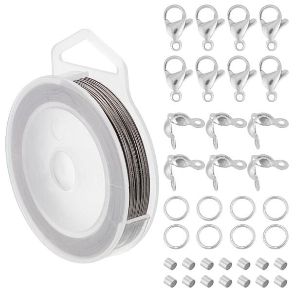 BENECREAT 約60m/ロール ステンレスワイヤー ビーズジュエリー作成キット 厚さ約0.5mm ステンレス鋼線 クラフトワイヤー ビーズワイヤー アクセサリー作りワイヤー商品コード：55077489131型番：厚さ約0-5mmサイズ...