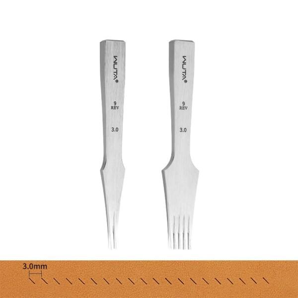WUTAレザーチゼル 鋭い 菱目打ち オールポリッシュ ヨーロッパ目打ち レザークラフト 工具 （リバース3mm2歯+5歯）商品コード：55077489391型番：テール3mm2歯+5歯サイズ：3mm2歯+5歯カラー：リバース?オリジナルデ...