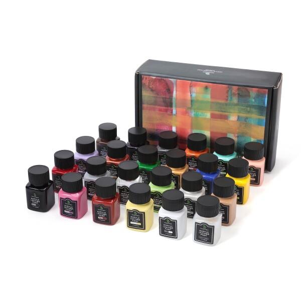 Smalltongue 24色アクリル絵の具、革用アクリルペイント、靴、スニーカー、ソファ、バッグ、カーシートに最適、レザープレップおよびデグレーズ（各30ml）商品コード：55077490524サイズ：12 X 120MLカラー：24色2...