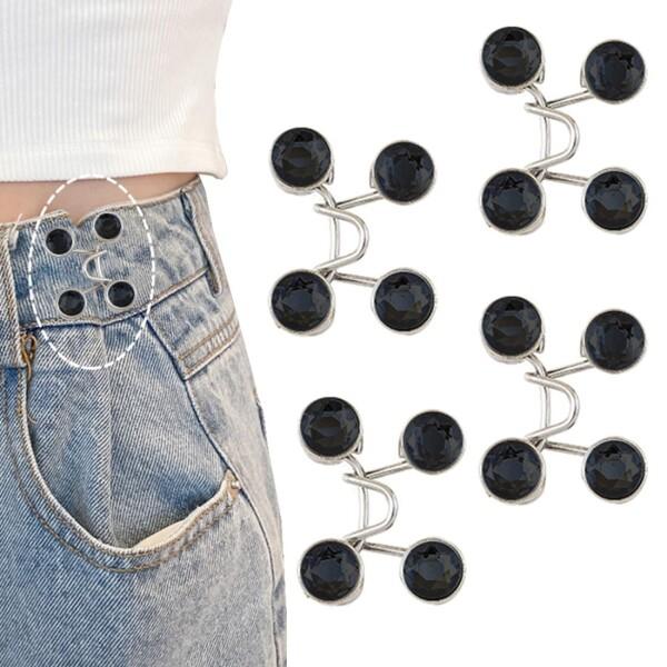 GEJ-Tech ウエスト調整ボタン デニム ジーンズ ピン 4個セット 白 ゴールド ホック アジャスター (ブラックラインストーン,4個セット)商品コード：55077492653型番：HA-1-87-50217-BKLＳ-4サイズ：4個...