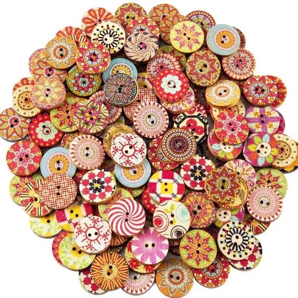 ボタン 15mm 100個 かわいい 古着タイプ クラシック 手芸 飾り 手芸DIY道具 裁縫 2つ穴 木製 おしゃれ ランダム色 (ランダム色A)商品コード：55077492799型番：AFW45VFRサイズ：15mmカラー：ランダム色A...