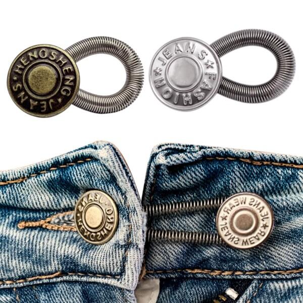 YANGZI ウエスト調整 アジャスター 2個入り（シルバー1個＋銅色1個） 取り外し可能 簡単な取り付け 不要工具、ズボン延長ボタン 伸ばす 調整お直し 広げる サイズ調整 自在に広がる快適な履き心地 裁縫不要 ズボン ジーンズに適用商品...