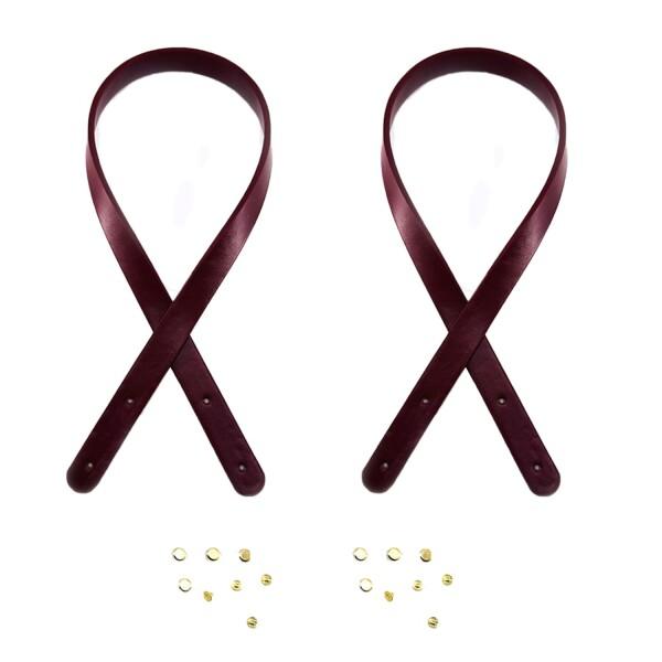 ChasCoCo2個入り持ち手 修理 バッグ 持ち手 自分で セット カバン 持ち手 交換 修理 革 交換用ハンドル かばん用 付け替え ボタン付き バッグハンドル 交換用 DIY 修理 補修 手芸用品 (あかい)商品コード：5507749...