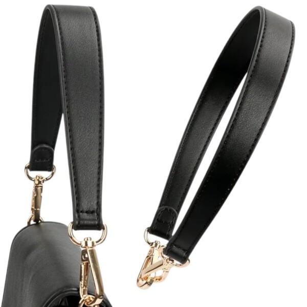 (GrandslamEX) バッグの持ち手 バッグ 持ち手 交換 用 ショルダーベルト PUレザーと亜鉛合金製 着脱可能 自分で取り替えられる持ち手 交換用持ち手ブラックのハンドルはシンプルで合わせやすい レザーバッグやビジネスバッグなどの...