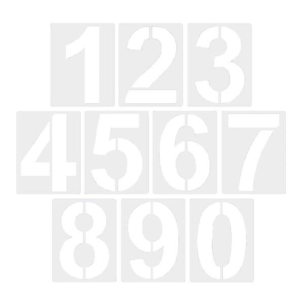 YANYULI デジタル テンプレート 10枚セット 0-9 数字 マーキングプレート ステンシルシート プレート 番号 ナンバー マーキング ライン 吹きつけ 描画テンプレート 駐車場 番号 道路線引き用 塗装道具 (ホワイト10PCS)...