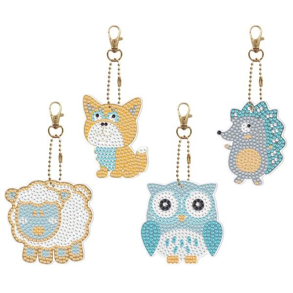 Rolin Roly ダイヤモンド 4種類 キーホルダー 羊 フクロウ ハリネズミ 象 熊 動物 チャーム ビーズアート DIY 手作り バッグ飾り キーリング ダイヤモンド塗装 ダイヤモンドアート プレゼント 誕生日 (動物4)商品コード...