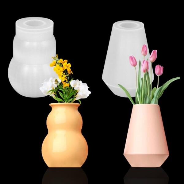 Voyyphixa シリコンモールド 花瓶 花瓶形 ミニ 2セット 3D 立体 キャンドルホルダー 植木鉢 DIY 手作り ハンドメイド エポキシ樹脂 レジン液 抜き型 プレゼント 装飾 置物 (花瓶C)商品コード：55077553220型...