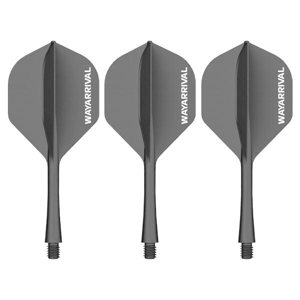 WayArrival ダーツ フライト シャフト 一体型 3本セット (1セット分) 2BA 規格 割れにくい 高耐久 精密成型 90度維持 ネジ緩み防止 初心者 練習用 (シャフト27mm / 全長68mm, ブラック)商品コード：550...