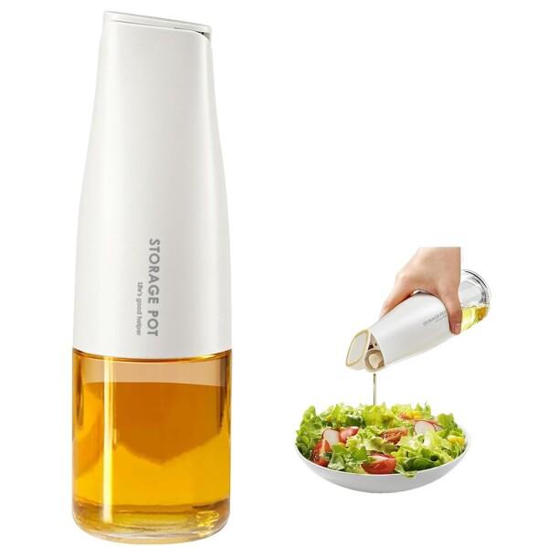 fexmoy オイルボトル 調味料ボトル 液だれしない 片手操作可能 醤油差し 500ml/17オンス 耐熱ガラス製 自動開閉オイルポット 食品級 透明 おしゃれ (ホワイト１個)商品コード：55077563802型番：oir-btr-01...
