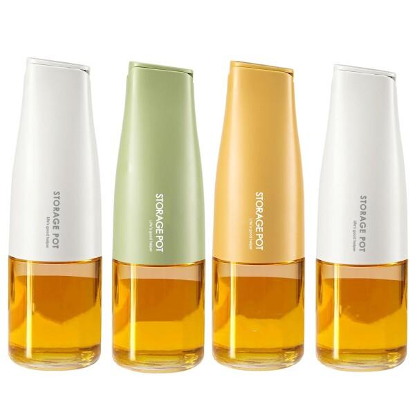 fexmoy オイルボトル 調味料ボトル 液だれしない 片手操作可能 醤油差し 500ml/17オンス 耐熱ガラス製 自動開閉オイルポット 食品級 透明 おしゃれ (多色4個)商品コード：55077563808型番：oir-btr-01サイ...