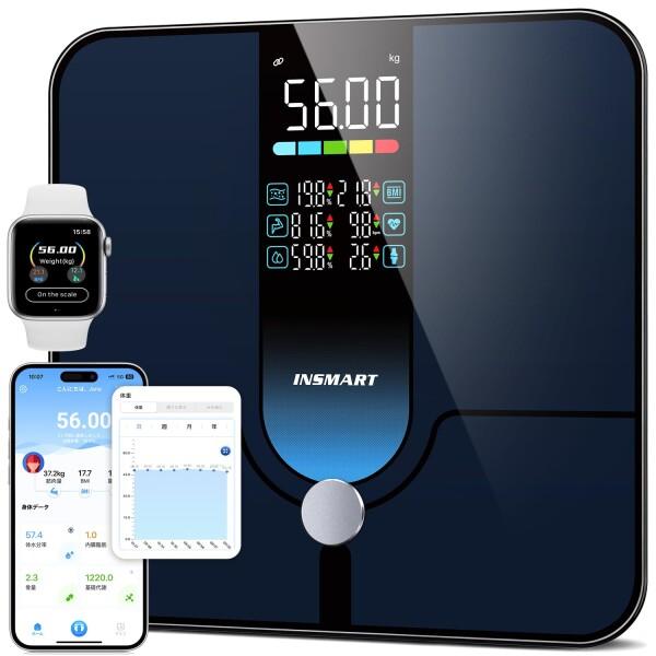 （体重体組成計）INSMART 体重計 スマホ連動 体脂肪計・体組成計 Bluetooth対応 ヘルスメーターアプリ対応/apple watch/GoogleFit/Fitbit/appleヘルスケア連携/体重/体脂肪率/筋肉量/BMI/1...