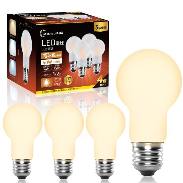 ミニクリプトン電球 E17口金 LED電球 電球色 40W形相当 470lm クリプトン フィラメント電球 全方向タイプ 省エネ 密閉形器具対応 断熱材施工器具対応 調光不可 4個入り商品コード：55077567675型番：PS35-4WF...