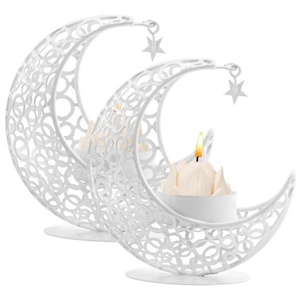 MrMrKura キャンドルホルダー 三日月 2個セット キャンドルスタンド メタル ろうそく立て おしゃれ ロウソク立て かわいい 月 ムーン アロマ インテリア 北欧 蝋燭台 人気 蝋燭ホルダー 蝋燭立て カップ 置物 キャンプ 家庭用...