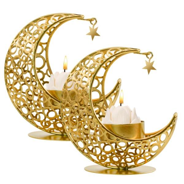 MrMrKura キャンドルホルダー 三日月 2個セット キャンドルスタンド メタル ろうそく立て おしゃれ ロウソク立て かわいい 月 ムーン アロマ インテリア 北欧 蝋燭台 人気 蝋燭ホルダー 蝋燭立て カップ 置物 キャンプ 家庭用...