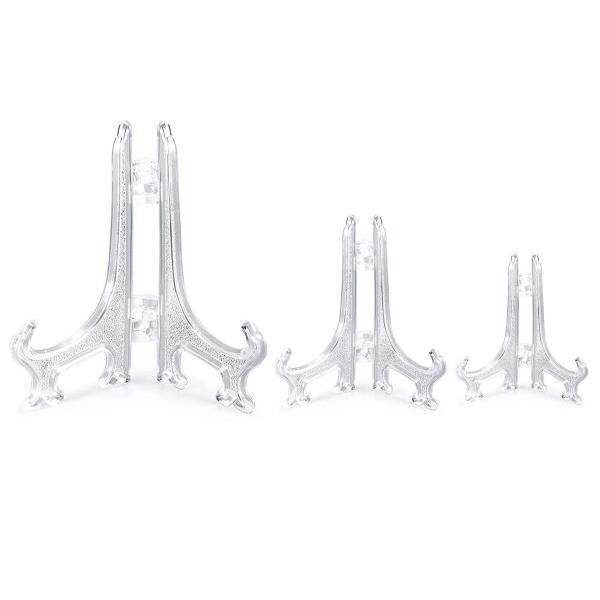 BetterJonny 12個パック クリアプラスチックイーゼルまたはスタンド 3サイズ装飾プレートスタンド 透明ディスプレイホルダー 写真、フォトフレーム、グリーティングカード、卓上アートワーク(4、6、8インチ)商品コード：550775...