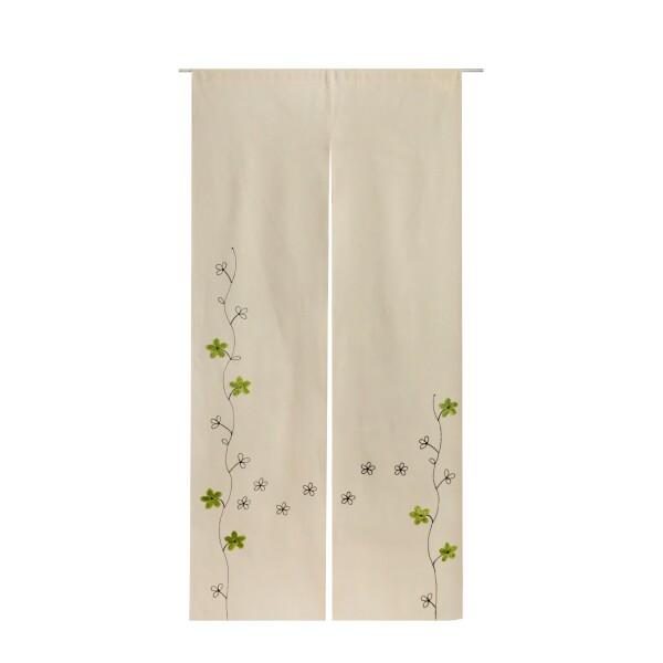 YURLISA麻風のれん ロング刺繍入りML102(グリーン刺繍, 幅85cmx180cm丈)商品コード：55077579728型番：MLサイズ：丈180 cm x 幅85 cm (1枚組)カラー：グリーン刺繍生地:綿65%ポリエステル35...