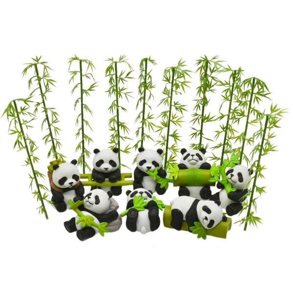 Pinenjoy 8匹 パンダ置物 動物 フィギュア 竹 ミニチュアパンダモデル パンダ人形 クリスマス 風景 庭の装飾 面白い 装飾彫刻像 飾り物 小さな 彫像 装飾品 工芸品 ギフト DIY 卓上 玄関 部屋 オフィス 精霊 花園 ガー...
