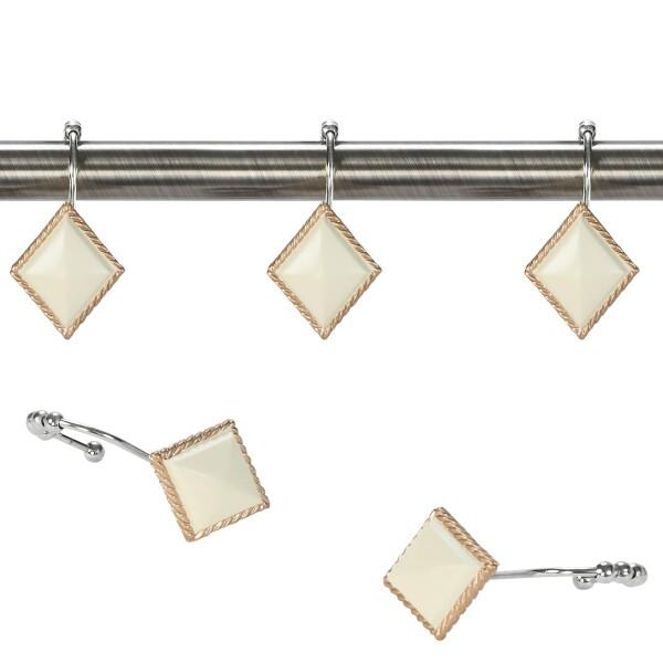 DS DESIGN シャワーカーテンリング 12個入り スライドリング 錆びにくい カーテンフック 静音 スムーズ 浴室 収納 菱型商品コード：55077583245型番：DS-00031サイズ：12個入りカラー：Corinthia Sho...