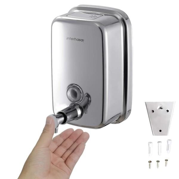 interhasa シャンプーディスペンサー 壁掛け 1000ml ステンレス製 手動式 ソープディスペンサー ハンドソープ・食器洗剤用 業務用/家庭用 シルバー商品コード：55077583410サイズ：1000ミリリットルカラー：シルバー...