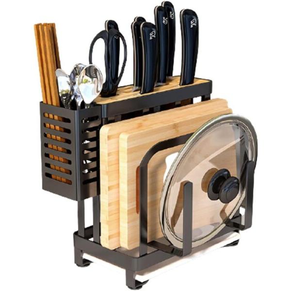 包丁スタンド ステンレス 包丁立て まな板スタンド 多用途収納 省スペー 抗菌 防湿 耐腐蝕性 幅24×奥13×高26cm (包丁スタンド+箸立て)商品コード：55077635699型番：JT302【高品質の素材】304ステンレス鋼製、防錆...