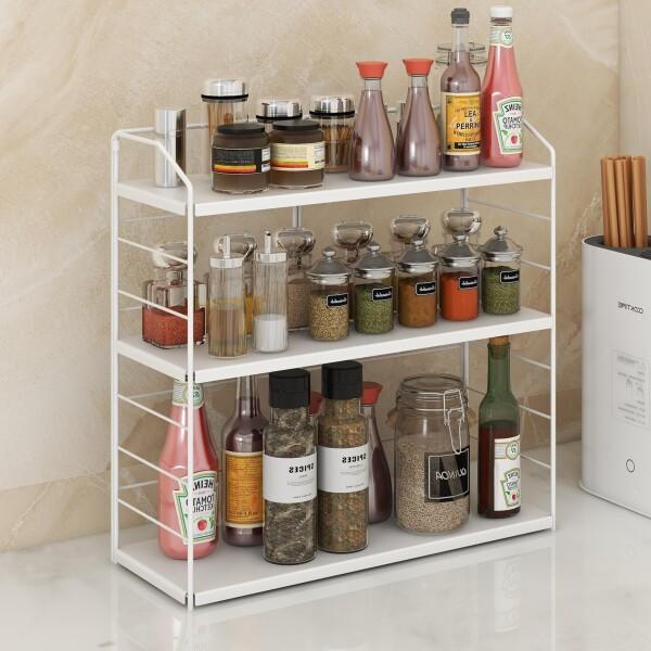 BOIVSHI 調味料ラック 3段式 調味料収納 スパイスラック 置き型 三段調整可能 キッチン収納ラック 調味料棚 調味料入れ 調味料ケース バスルーム・台所収納 小物収納 多機能型 組み立てが簡単 ホワイト商品コード：550776358...