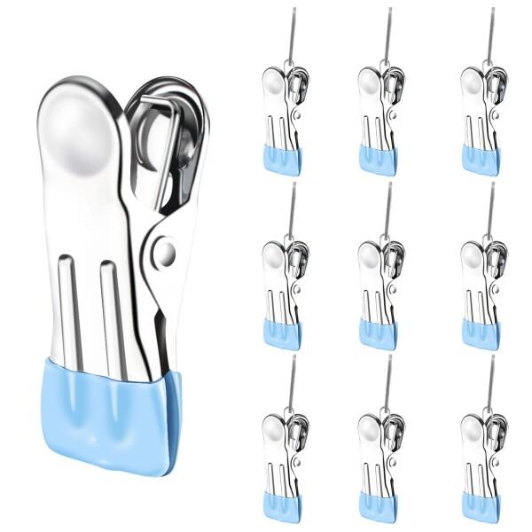 MITUKEモノクリップ 洗濯ばさみ 洗濯バサミ 洗濯ピンチ ステンレス製 錆びに強く ノンスリップ すべらない 洗濯クリップ ハンガー (接続バックル付き-20個/ブルー)商品コード：55077637864型番：クリップサイズ：普通カラー...