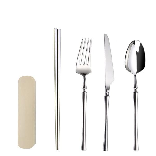 カトラリーアソートセット Gugrida 洋食器セット、カトラリー、デザートカトラリー付き、304ステンレス食器、鏡面磨き、箸セット (銀色, 4点セット（箸付き）)商品コード：55077639461型番：Versailles-Classi...