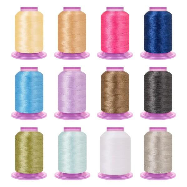 Windman ミシン刺しゅう糸 セット 550Y巻x12色ミシン用刺しゅう糸 ポリエステル 刺繍ミシン糸 120D/2 光沢 (A組)商品コード：55077652279型番：WDM-888カラー：A組こだわりの12色の刺しゅうミシン糸セッ...