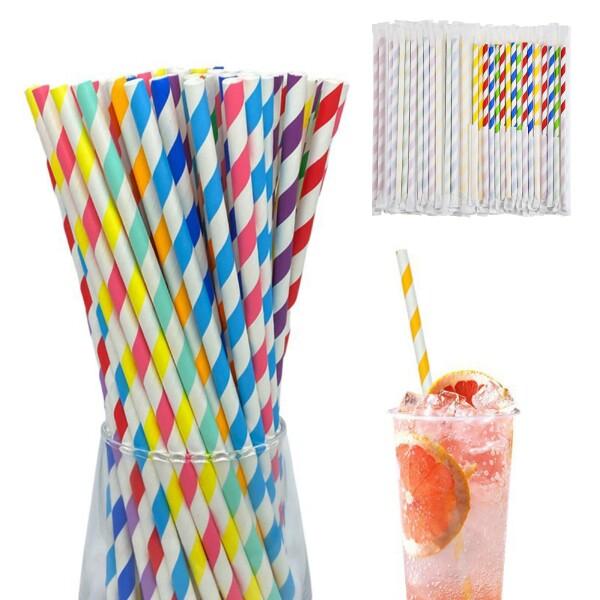 紙ストロー ストライプ 紙ストロー 使い捨て 可愛い カ 生分解性 ジュース カクテル スムージー 誕生日 クリスマス パーティーグッズ 家庭用 業務用（100個入り）商品コード：55077682203型番：CSXG-0318サイズ：6×1...