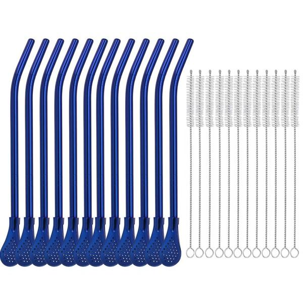 Hawk Zing キャンプ用ステンレス鋼のストロー再利用可能 洗える 多機能鏡面仕上げ処理 ソロキャンプ用 BBQ用 コンパクト 料理器具 携帯便利 家庭用 食洗機対応(ブルー, 24セット)商品コード：55077682214型番：6T6...