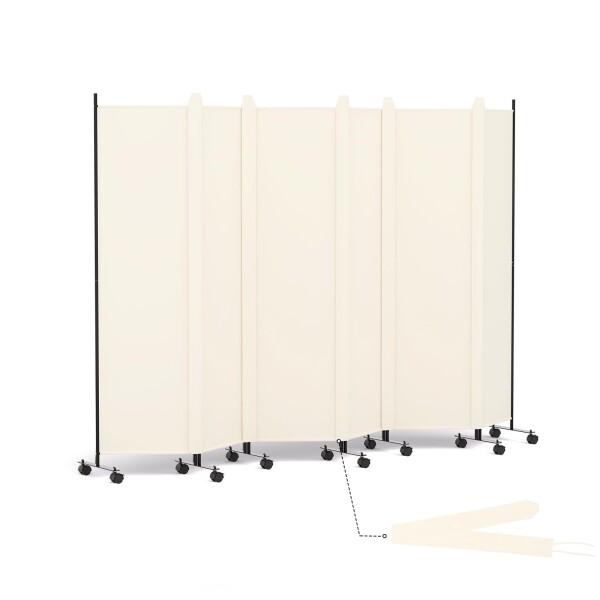HIDODO パーテーション 6連タイプ間仕切り 高さ178cm 幅302cm キャスターやカバーストリップ付き 折り畳み式 パーティション 衝立スクリーン 区切り 目隠し 省スペース オフィス 事務所 リビング (ベージュ)商品コード：5...