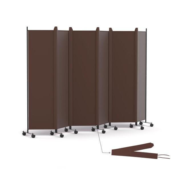 HIDODO パーテーション 6連タイプ間仕切り 高さ178cm 幅302cm キャスターやカバーストリップ付き 折り畳み式 パーティション 衝立スクリーン 区切り 目隠し 省スペース オフィス 事務所 リビング (ブラウン)商品コード：5...