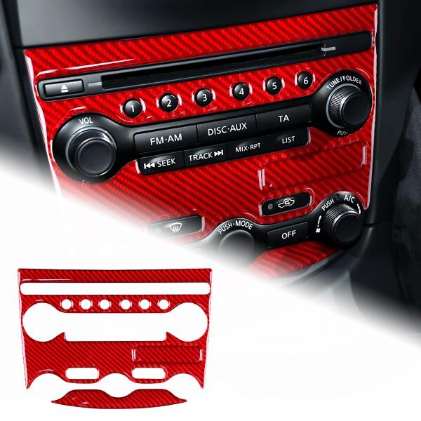 AIRSPEED 日産 370Z Z34 2009-2022専用 アクセサリー リアルカーボンファイバー製 カーセントラルコントロールCDエアコンボタン保護パネル おしゃれ デカール カスタム Nissan 370Z Z34 内装パーツ イ...