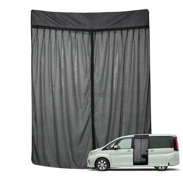 Tusamika 車用 防虫ネット ホンダ ステップワゴン 2005-2014 車網戸 車中泊 虫除け スライドドア用 ?力マグネット固定 両面スライドファスナー 通気 取付簡単 アウトドア 防災（高さ約160cm x 幅約130cm）商品...