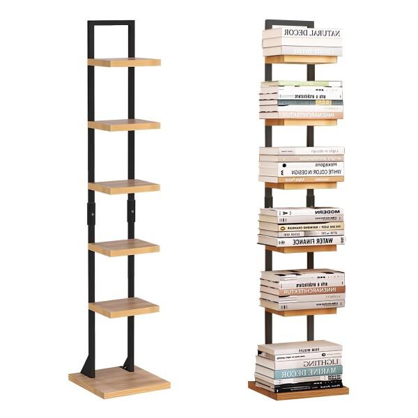 LeYoi 本棚 ブックタワー ブックシェルフ タワー 大容量 収納棚 隙間収納 収納ラック オープンラック シェルフ 木製棚板 スチールフレーム 本棚 おしゃれ 省スペース 組立簡単 書棚 インテリア (黒いフレーム, 6段)商品コード：...