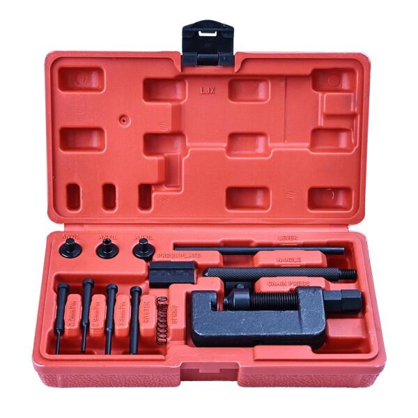 バイクチェーンカッター チェーン切り 自転車チェーン交換工具 カット 圧入 カシメ ツールセット オートバイ整備セット 420〜630汎用 専用ケース付商品コード：55077712657型番：20241115【高品質】このチェーンカッターキ...