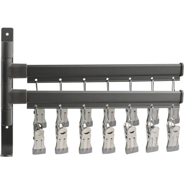 壁掛け式 折りたたみ 物干しラック 多機能伸縮式 グレー 靴下ハンガー 洗濯物干しピンチハンガー 省スペース収納 防水 室内・ベランダ用 便利ハンガーラック 洗面所 浴室 バルコニー収納商品コード：55077761422型番：Wdsr-00...