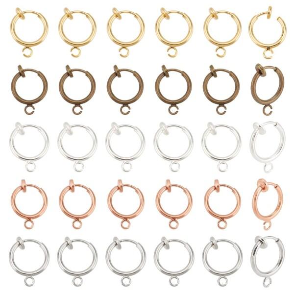 PH PandaHall 約36個 6色 真鍮 クリップ イヤリング ピアス イヤーカフ フェイクピアス メンズ レディース サージカル 金属アレルギー対応 ノンホール フープ リング イヤリング DIY用品 クラフト 手芸用品 ジュエリー...