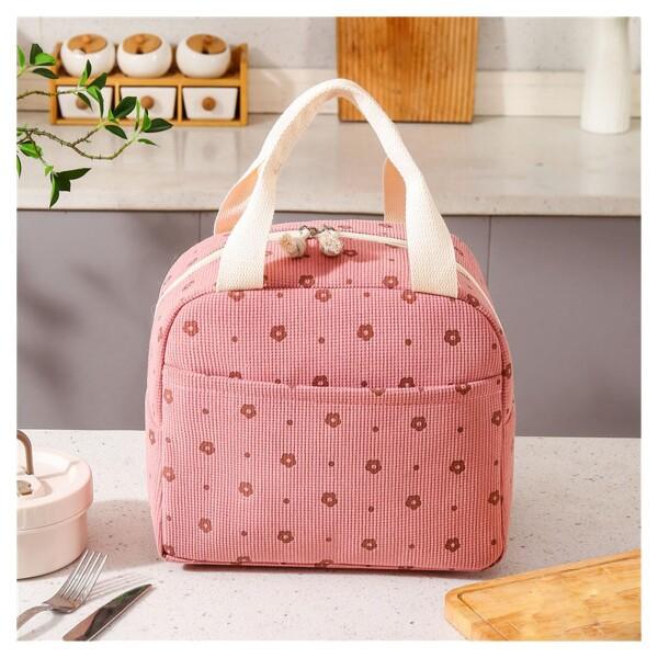ランチバッグ 大容量 保冷 保温 おしゃれ 保温弁当箱 かわいい 花柄 お弁当箱 大きめ お弁当袋 防水 お弁当 袋 水筒入る 食品収納 通勤 通学 ピクニック 花見 旅行用 弁当入れ (ピンク/花柄)商品コード：55077833275型番...